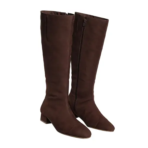 Bota Ivy Cano Longo em Couro Nobuck Café - Bota Ivy Cano Longo em Couro ...